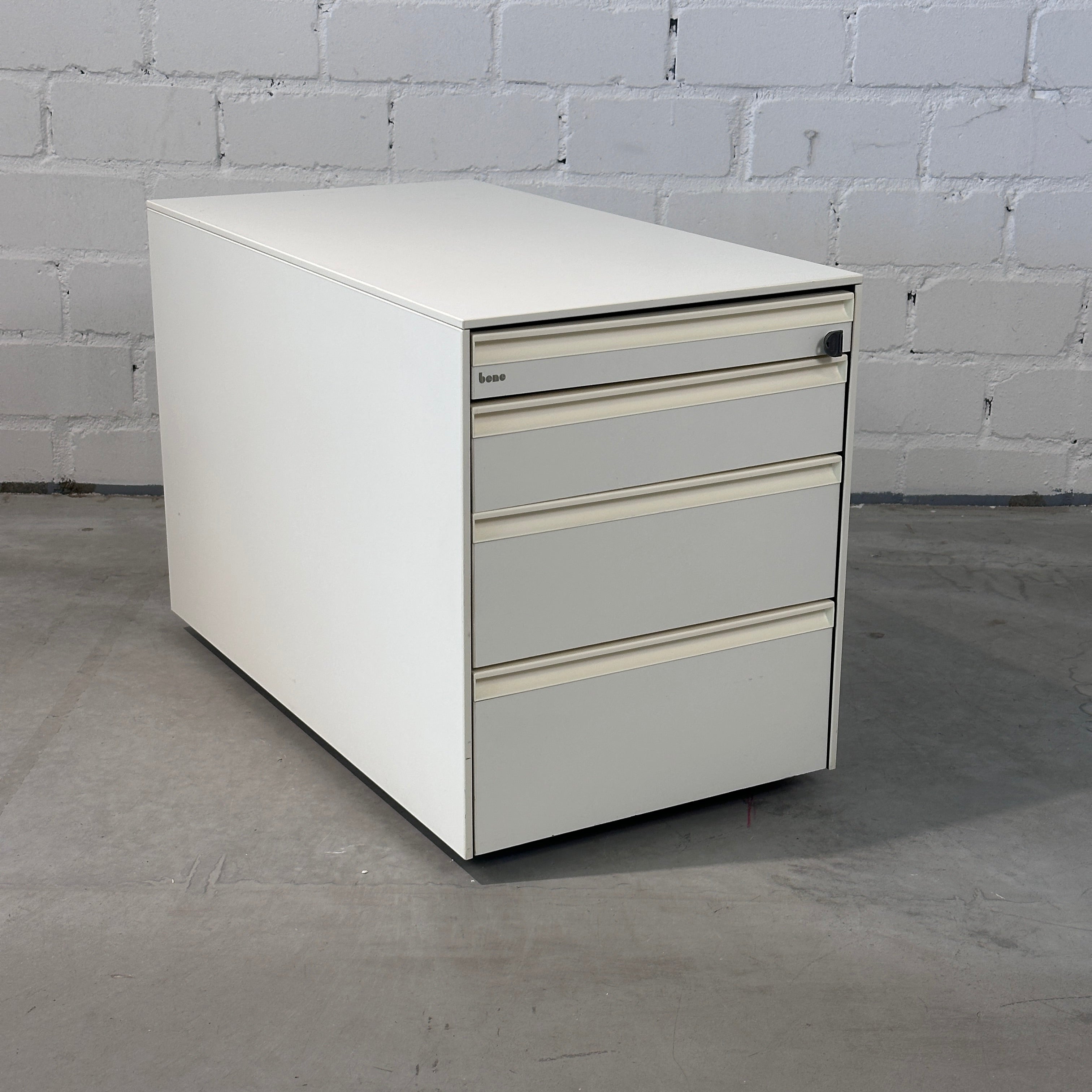 Bene Rollcontainer 4 Schubladen | Weiß | 80cm Tiefe | Abschließbar mit ...